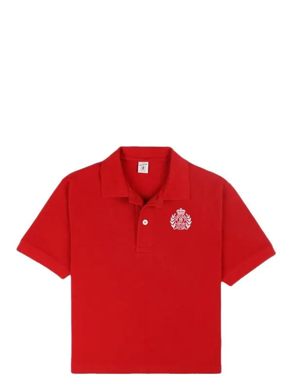 SPORTY & RICH H&w Crest Pique Polo Shirt - Red