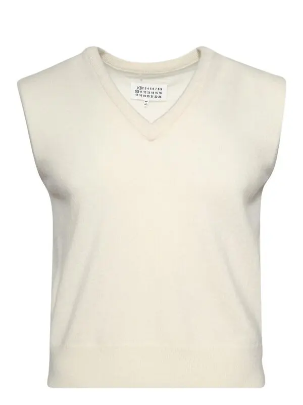 MAISON MARGIELA V-neck Vest - Off White