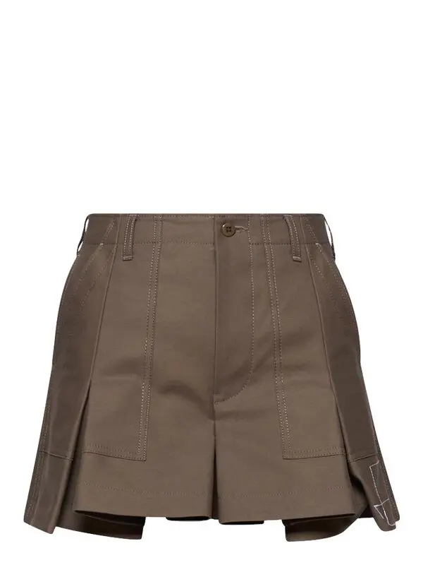 Sacai Cotton Back Satin Shorts - Taupe
