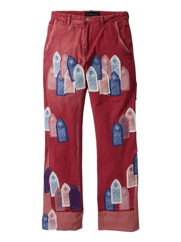 WHO DECIDES WAR BY EV BRAVADO Patched Arch Carpenter Pant - Crimson