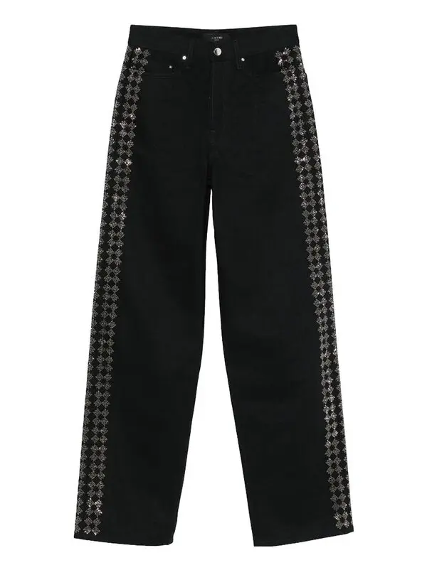 Amiri Quad Crystal Wide Leg Jeans - Black