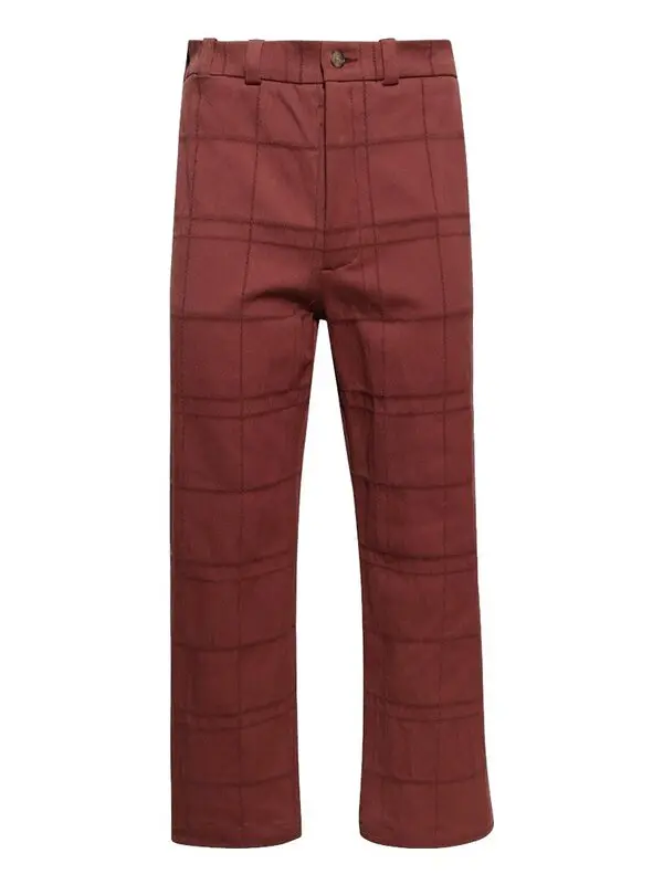 THE ELDER STATESMAN Windowpane Norm Pant - Clay