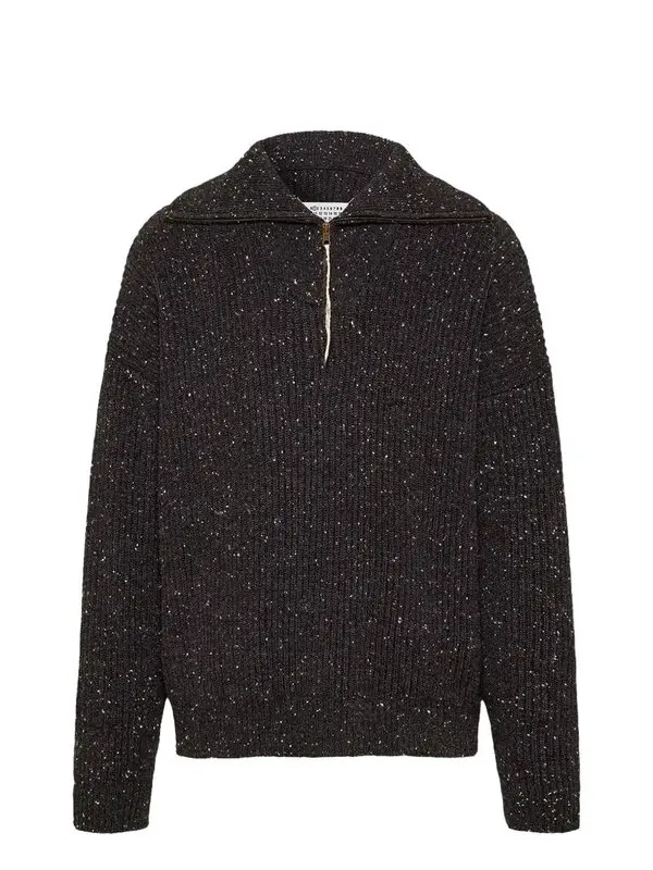 MAISON MARGIELA Shetland Wool Zip Sweatshirt - Charcoal