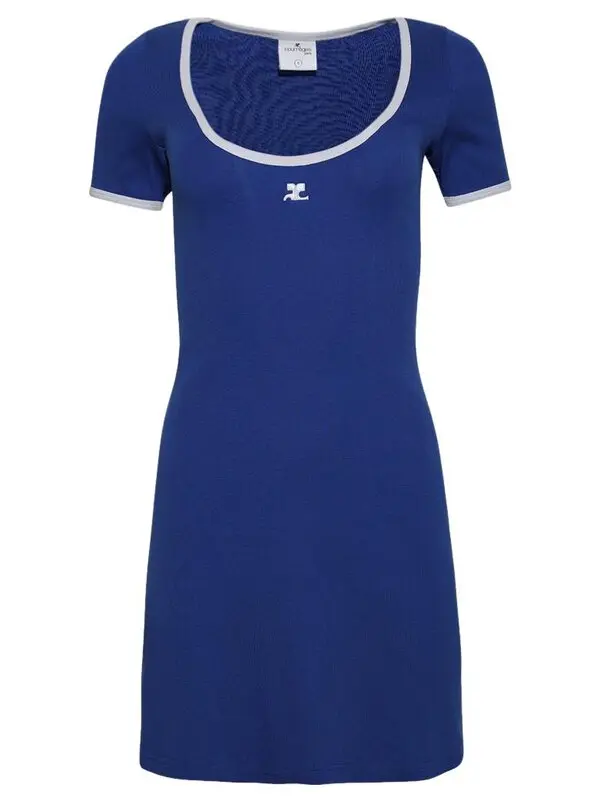COURREGES Holistic Contrast Mini Dress - Saphire And Pearl
