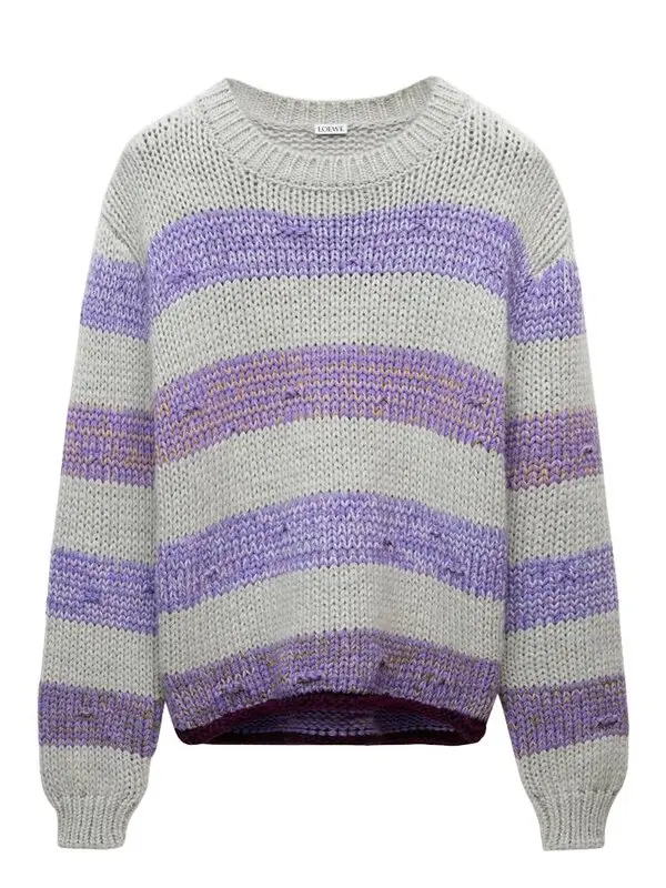 Loewe Striped Crewneck Sweater - Grey And Purple