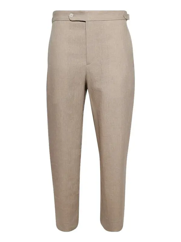 BODE Lightweight Linen Side Buckle Trousers - Wheat