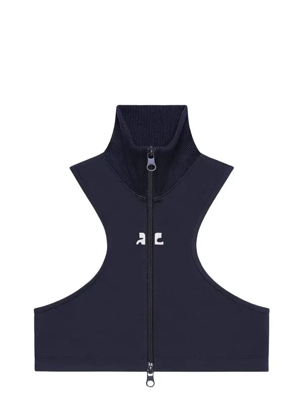 COURRÃ¨GES Scuba Tracksuit Interlock Cropped Jacket - Navy