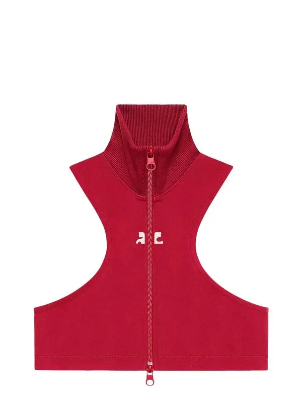 COURRÃ¨GES Scuba Tracksuit Interlock Cropped Jacket - Red