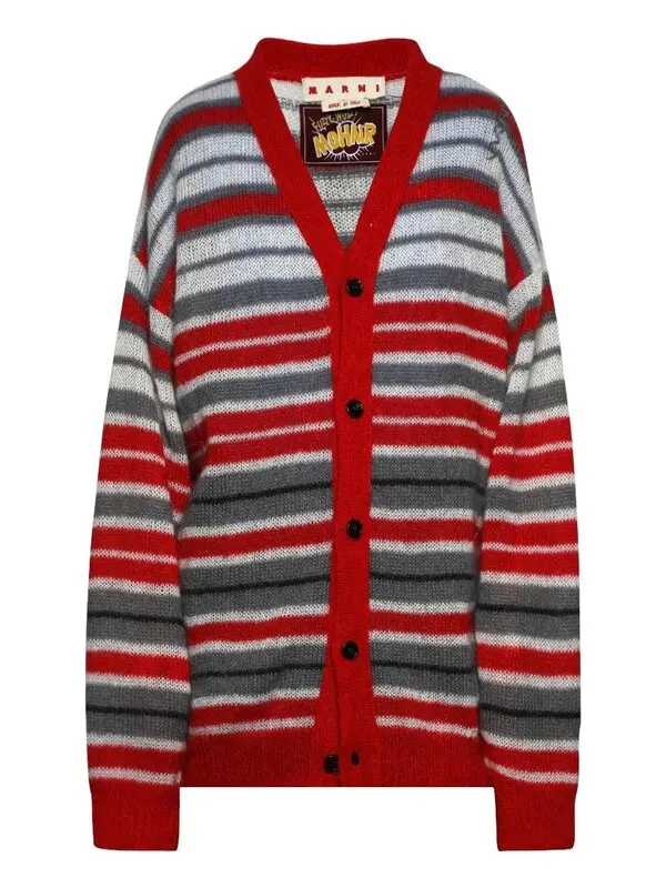 Marni Striped Cardigan - Red And Grey