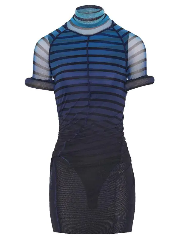 JEAN PAUL GAULTIER Mesh 3d Short Dress - Blue