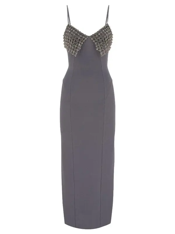 Attico Embellished Midi Dress - Grey