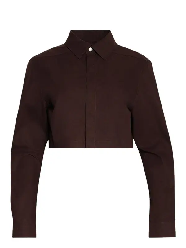Rick Owens Woven Cropped Outershirt - Mahogany
