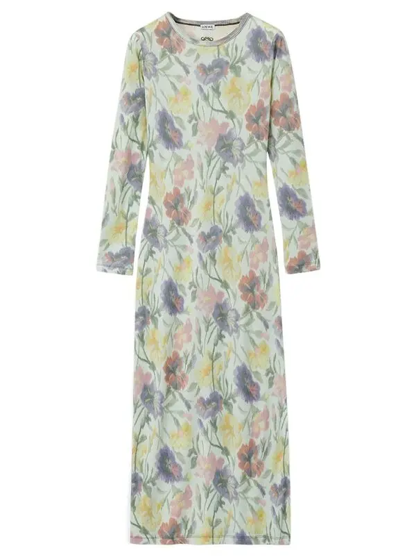 Loewe Floral Printed Silk And Cotton Dress - Morning Glory Floral Print