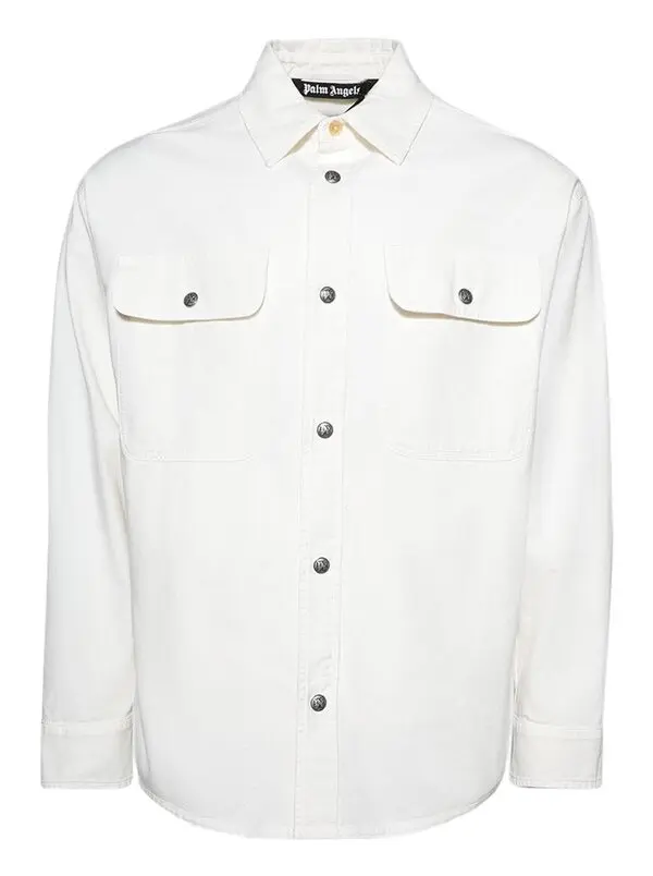 Palm Angels Monogram Embroidery Overshirt - Off White