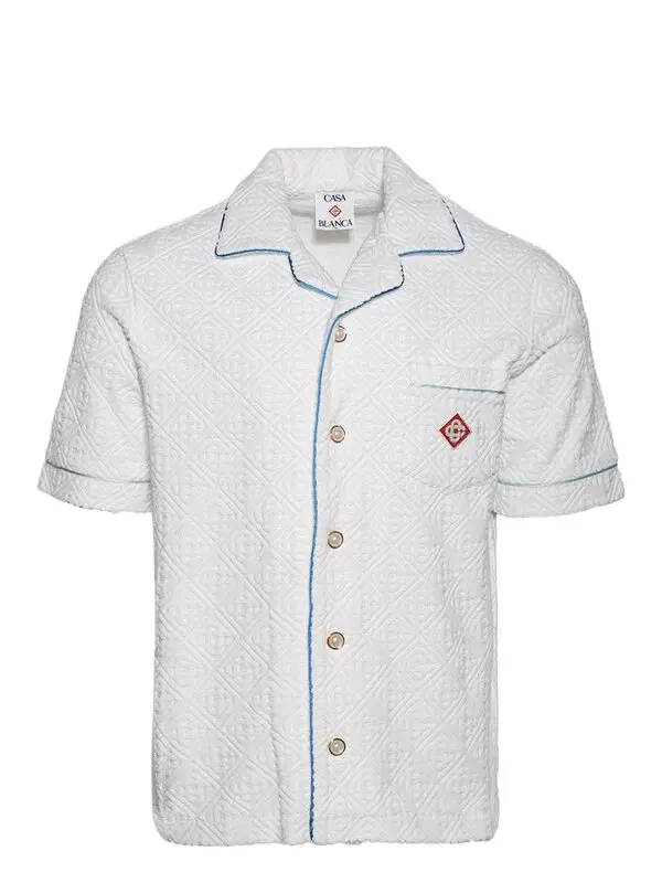 Casablanca Tennis Stripe Towelling Shirt - White