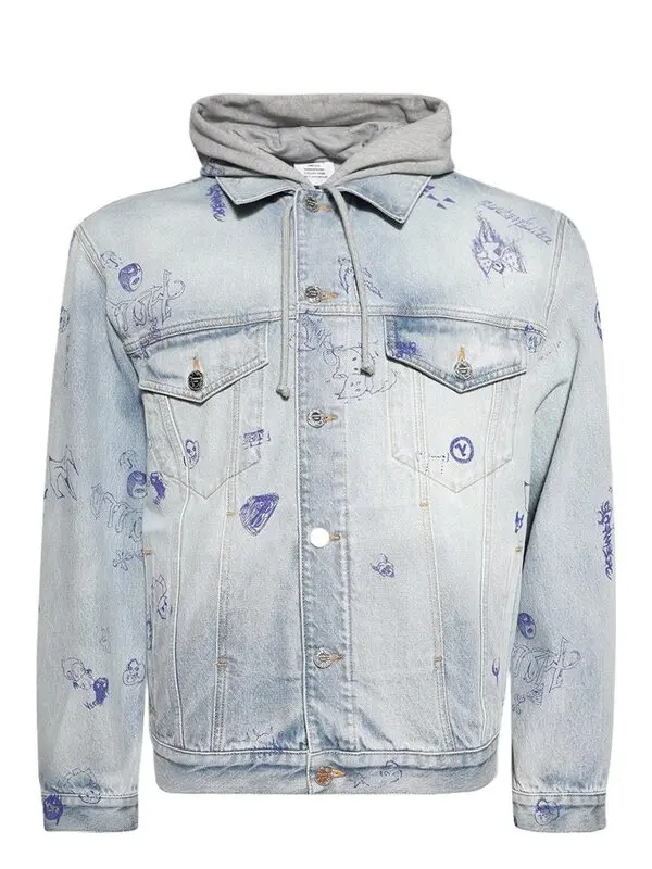 Vetements Scribbled Hooded Jacket - Light Blue