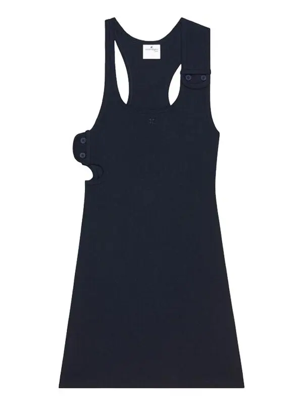 COURRÃ¨GES Double Buckle Rib Dress - Navy