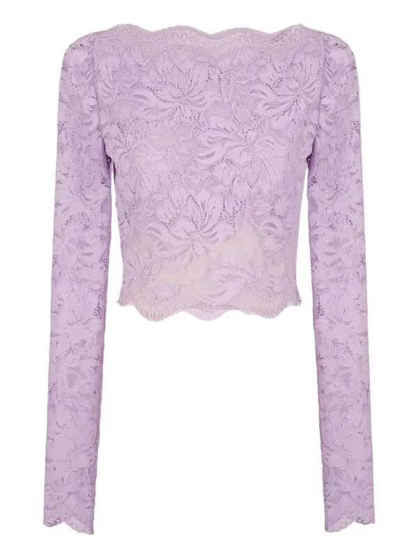 Rabanne Lace Long Sleeve Crop Top - French Lavender