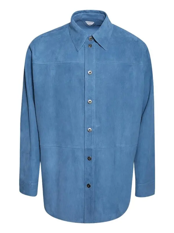 Bottega Veneta Corduroy Suede Long Sleeve Shirt - Aegean Blue