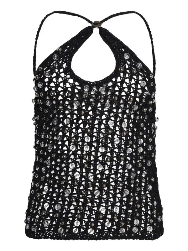 Coperni Beaded Knitted Top - Black
