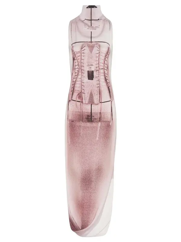 JEAN PAUL GAULTIER Long Dress With Trompe L'œil Print - Pink