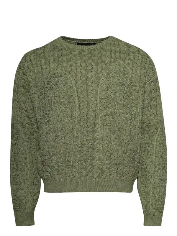 WHO DECIDES WAR BY EV BRAVADO Lagoon Cable Knit Sweater - Olive