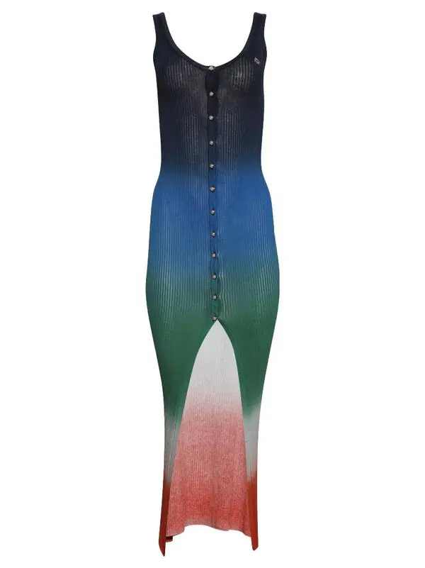 Casablanca Gradient Long Rib Dress - Multicolor