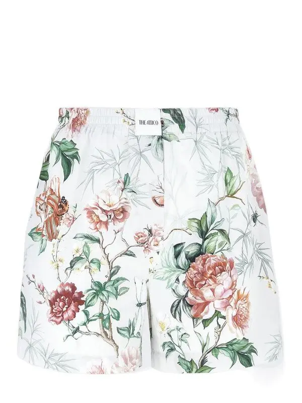 Attico Floral Print Shorts - Ivory