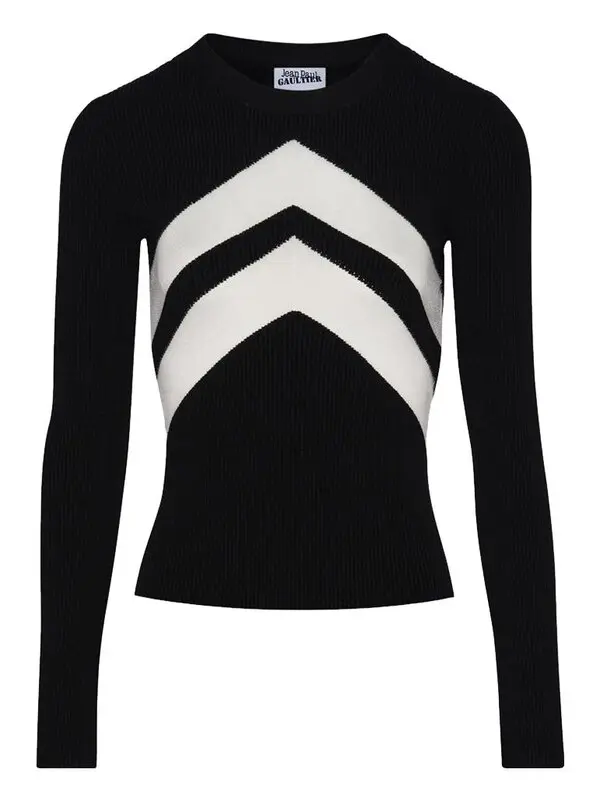 JEAN PAUL GAULTIER Top With Transparent Chevron - Black