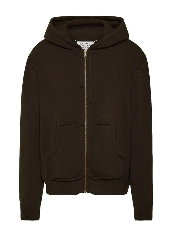 MAISON MARGIELA Full Zip Hooded Sweatshirt - Dark Brown
