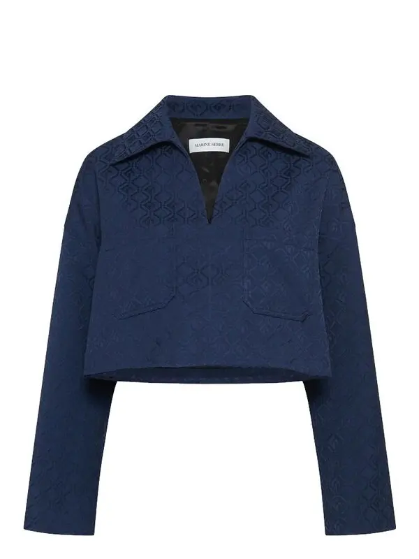 MARINE SERRE Moon Diamond Jacquard Tailoring Vareuse - Navy