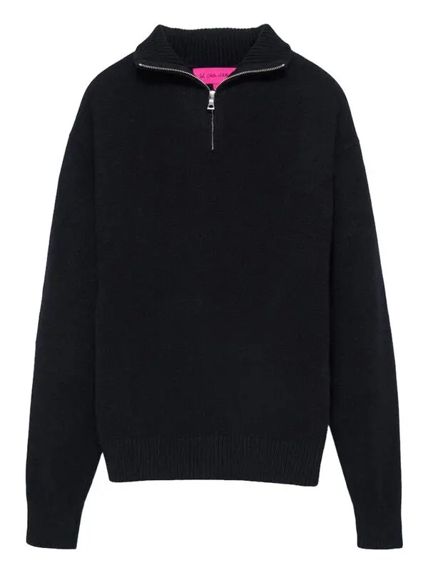 THE ELDER STATESMAN Relaxed Half Zip Pullover - Black