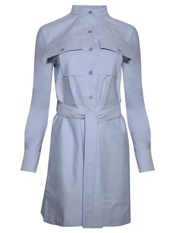 Givenchy Military Shirt Dress With Embroidery - Baby Blue