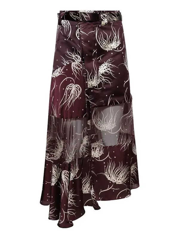 Sacai Printed Skirt - Bordeaux