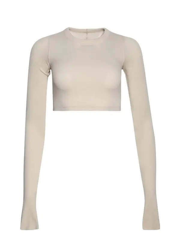Rick Owens Long Sleeve Cropped Top - Natural