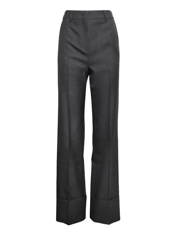Valentino Garavani Virgin Wool Wide Leg Trousers - Grey Melange