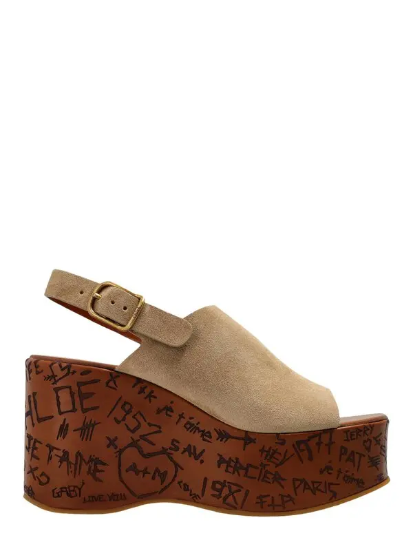 Chloé Maxime Wedge Sandals - Beige