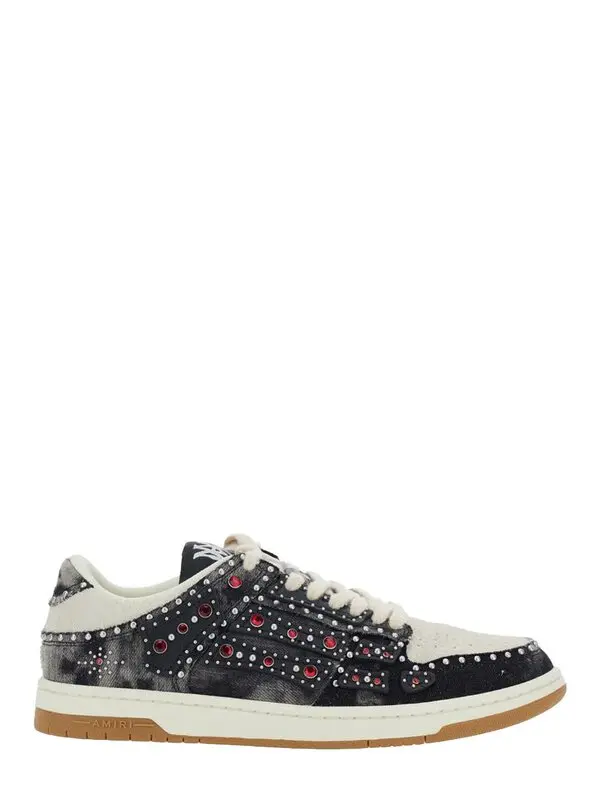 Amiri Skel Top Sneakers With Beads And Crystals - Black