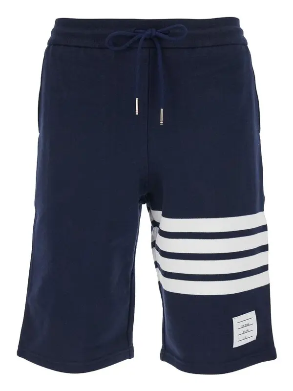 Thom Browne Shorts With Maxi 4-bar Logo - Blue