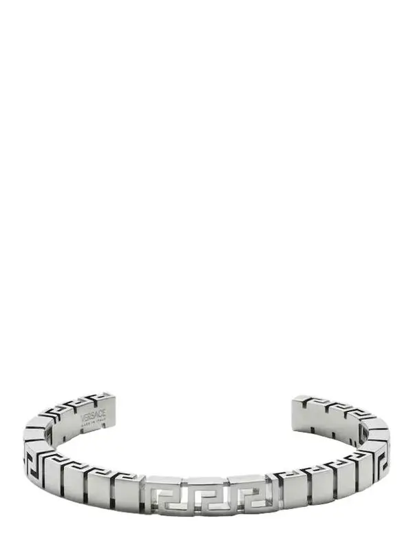 Versace Silver-colored Bracelet With Greek Motif - Grey