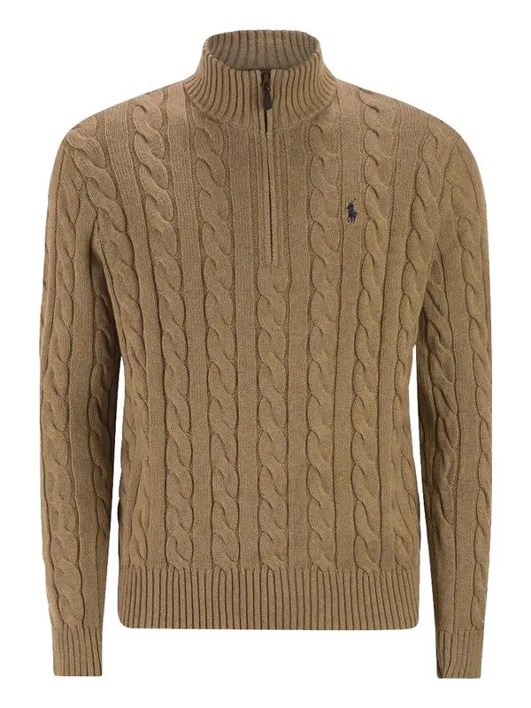 Polo Ralph Lauren Cotton Cable Knit Jumper - Brown