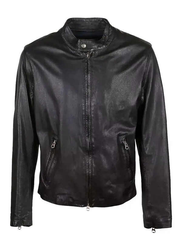 STEWART Leather Zip-up Jacket - Black
