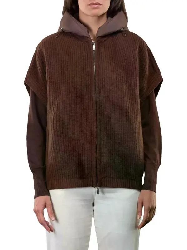 MOORER Amida Hooded-zip Cape - Brown