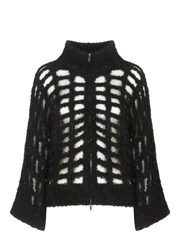 Peserico Perforated Zip Sweater - Black