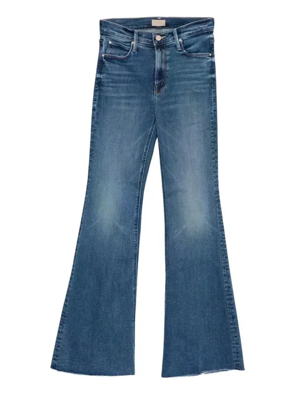 MOTHER Frayed Hem Flare Jeans - Blue