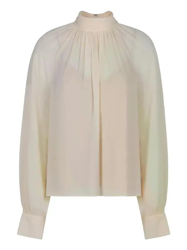 Vince Turtleneck Draped Blouse - Neutrals