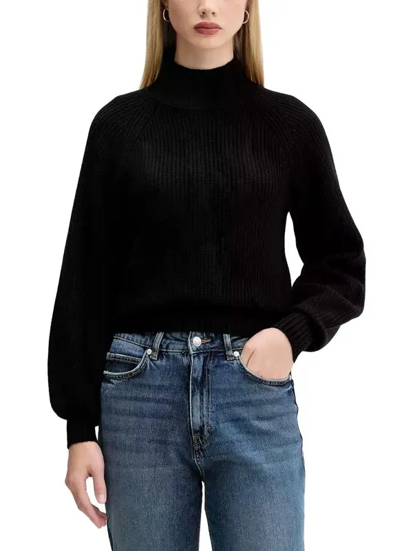 Hugo Balloon-sleeve Roll-neck Sweater - Black