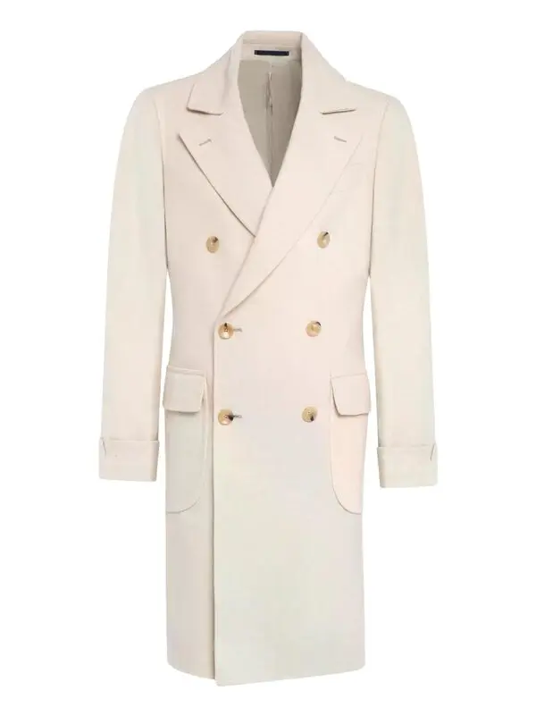 FRANZESE COLLECTION Double-breasted Flap-pocket Coat - White