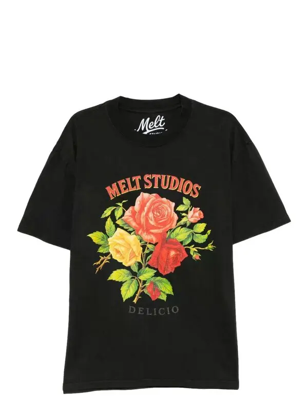 MELT Floral-printed T-shirt - Black