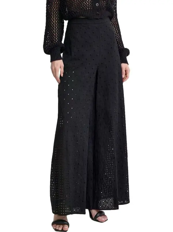TWINSET Broderie-anglaise Palazzo Pants - Black